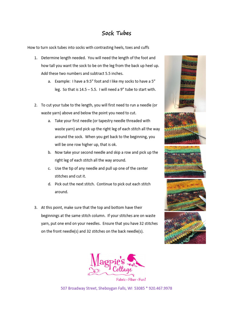 Tube Sock Knitting Pattern | PDF | Knitting | Needlework