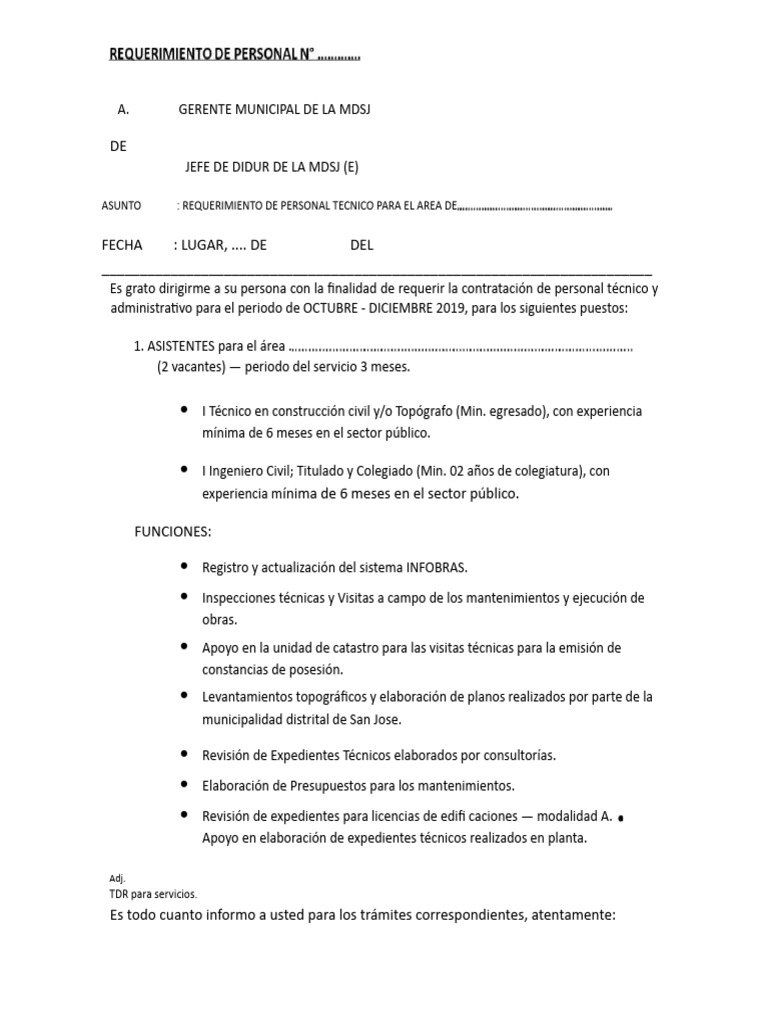 Modelo de Requerimiento de Personal | PDF