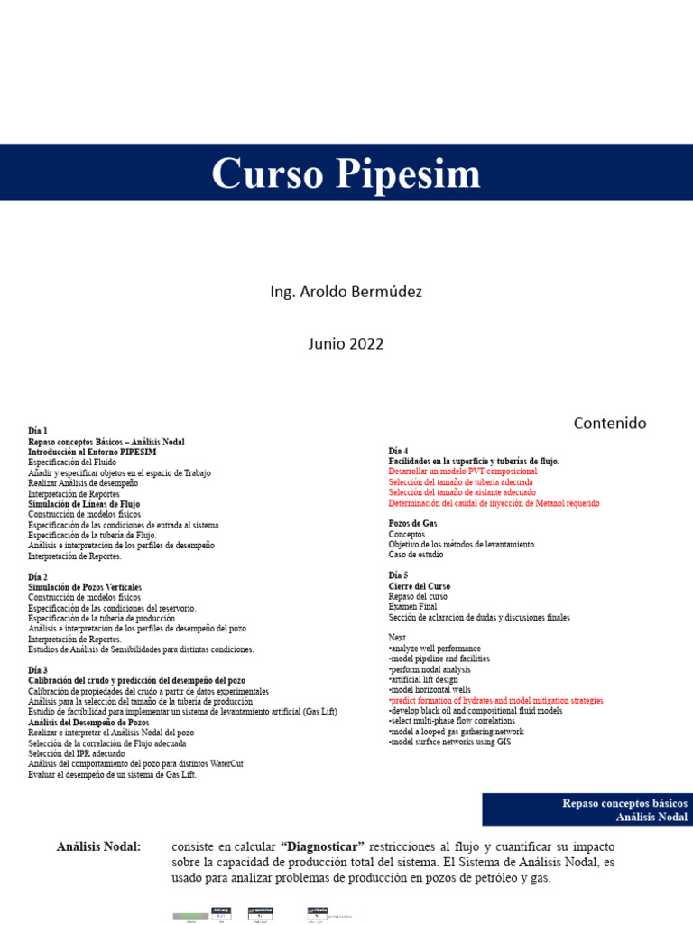 Curso Pipesim Jun-2022 | PDF | Mecánica de Medios Continuos | Gases