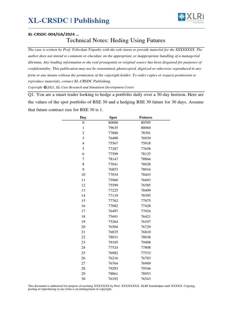 Technical Note Using Hedging Futures | PDF | Hedge (Finance) | Futures Contract