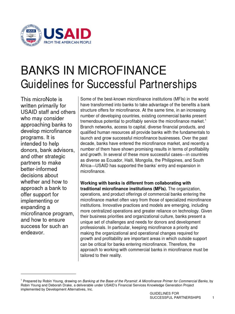 Guidelines for Banks in Microfinance | PDF | Microfinance | Banks
