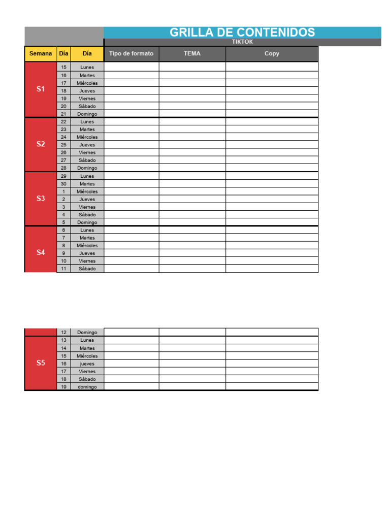 Grilla de Contenidos | PDF