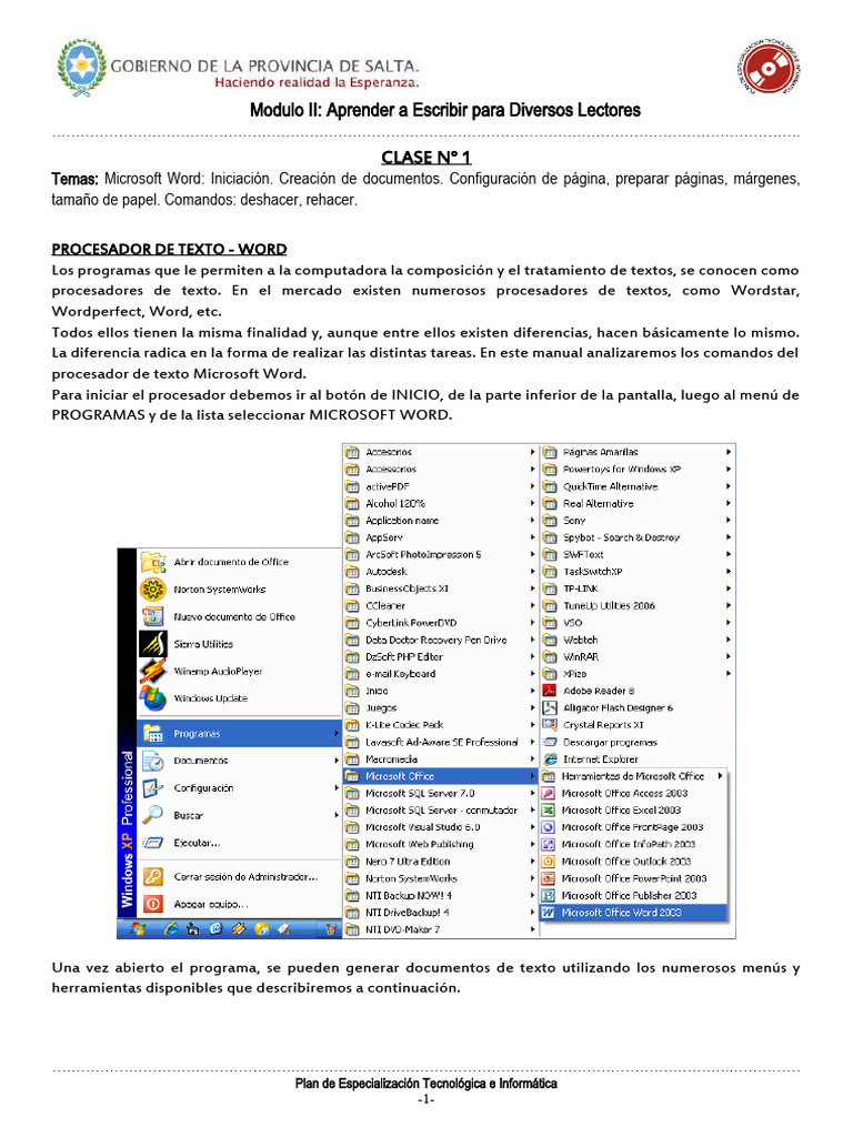 Modulo II | PDF | Procesador de textos | Ventana (informática)