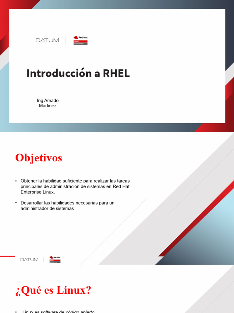 Clase 1 y 2 Red Hat - Introduccion - Instalacion | PDF | sombrero rojo | Distribución de Linux