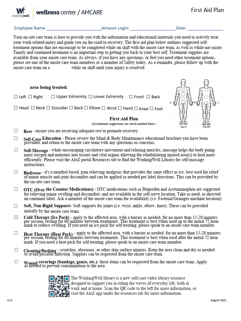 First Aid Plan - English | PDF | Massage | First Aid