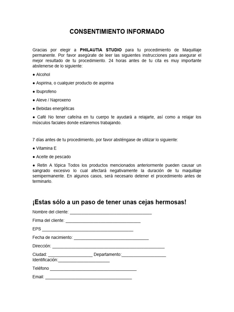 Consentimiento Informado | PDF | Medicina CLINICA | Especialidades Medicas