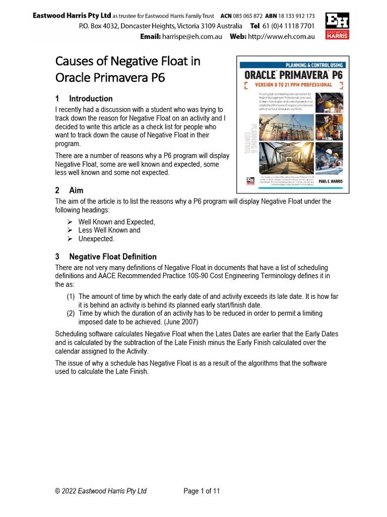 P6 Negative Float Causes | PDF | Computing | Information Technology