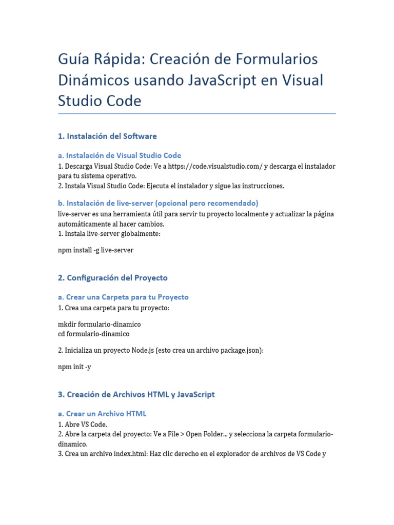 Guia Creacion Formularios JS VSCode | PDF | Archivo de computadora | Script Java