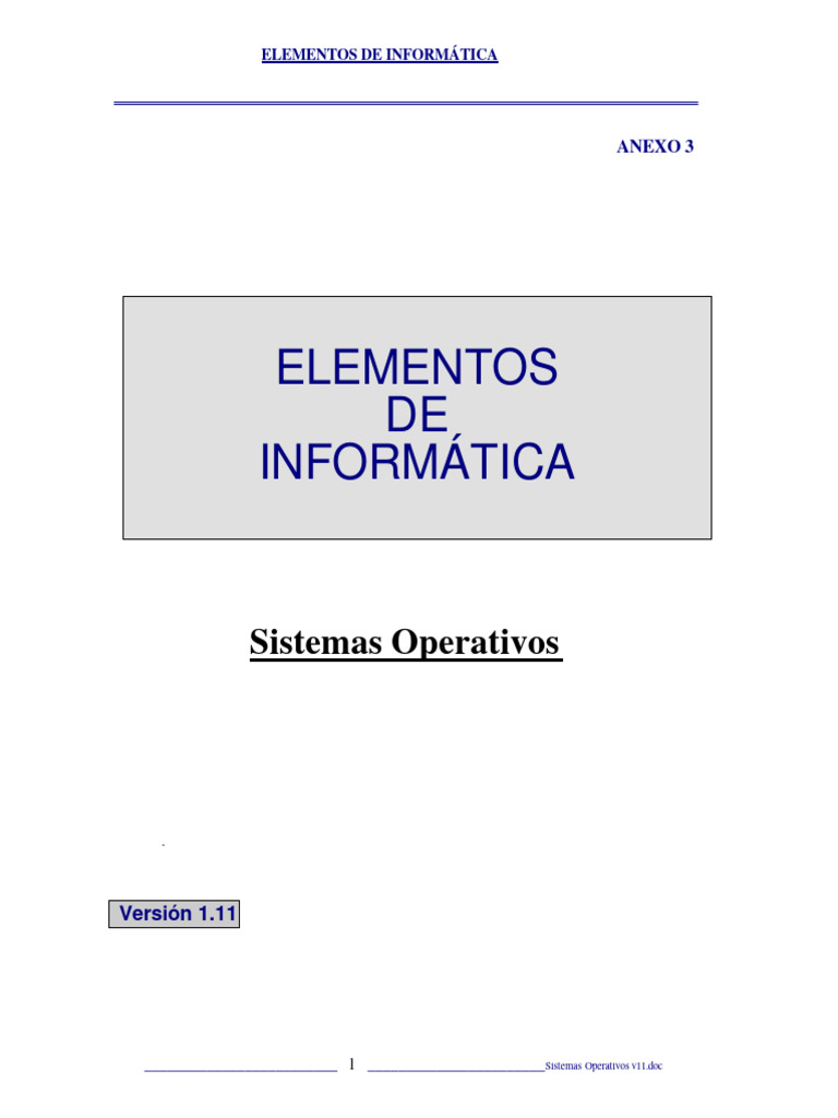 Anexo 3-Sistemas Operativos v11-2 | PDF | Sistema operativo | Hardware de la computadora