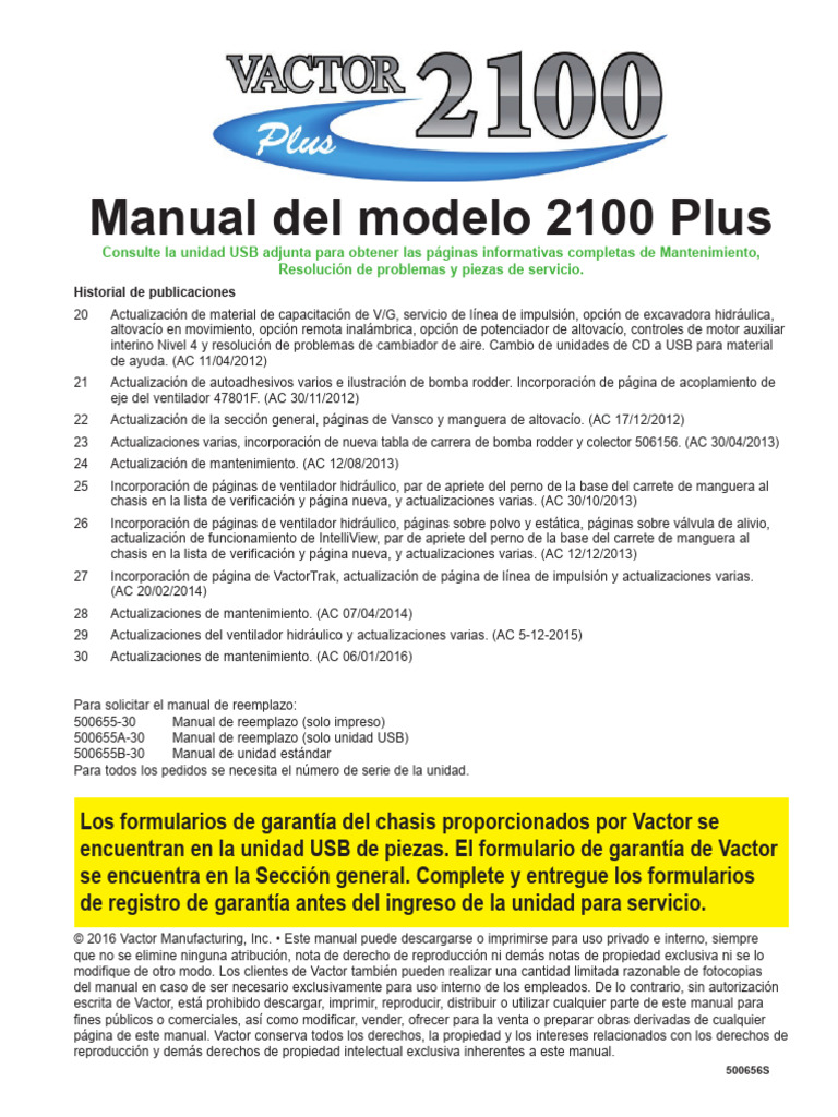 Manual del Operador Vactor 2100 | PDF | Archivo de computadora ...