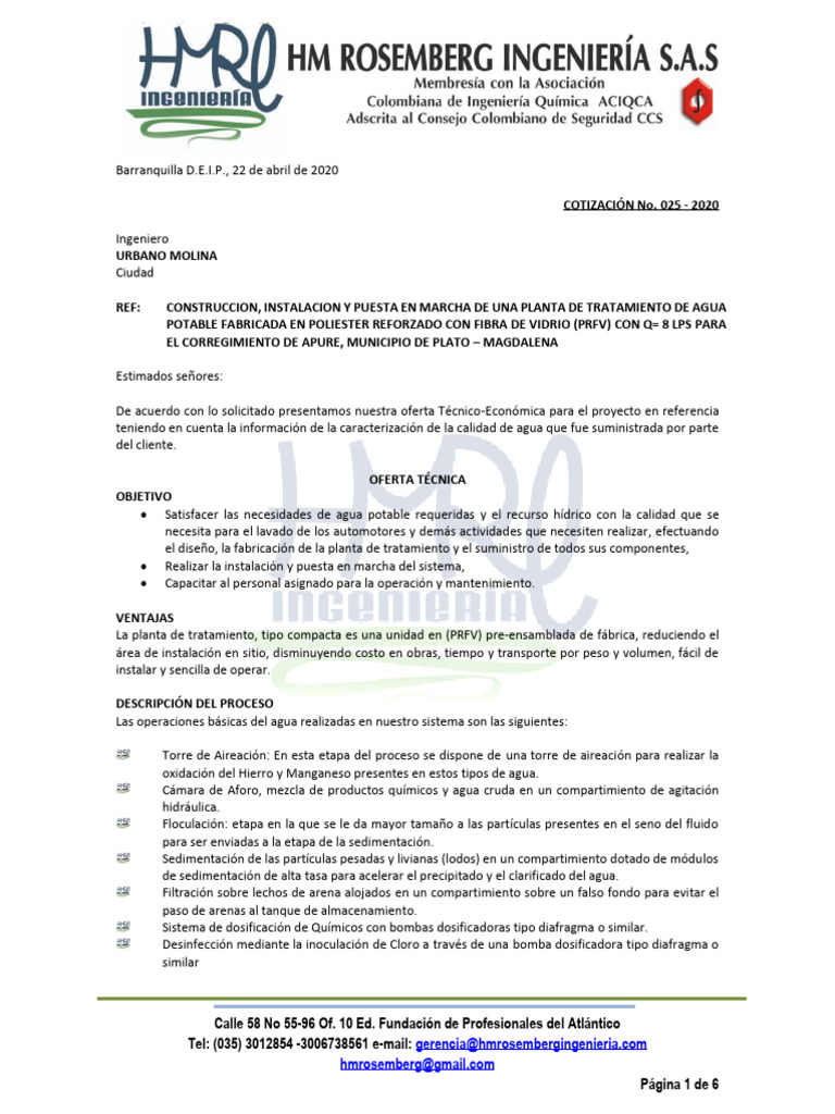 Cot 025 - 2020 Ptap 8 LPS V2 | PDF | Agua | Fibras