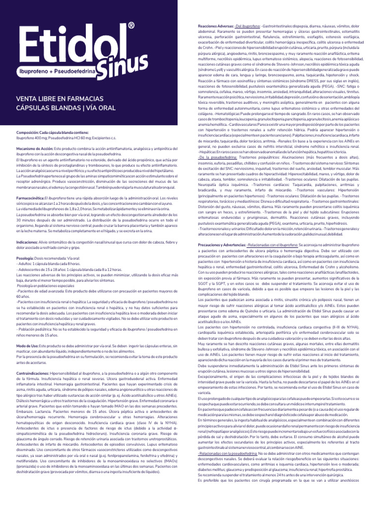 Etidol Sinus Caps Blandas Pro | PDF | Droga anti-inflamatoria libre de ...