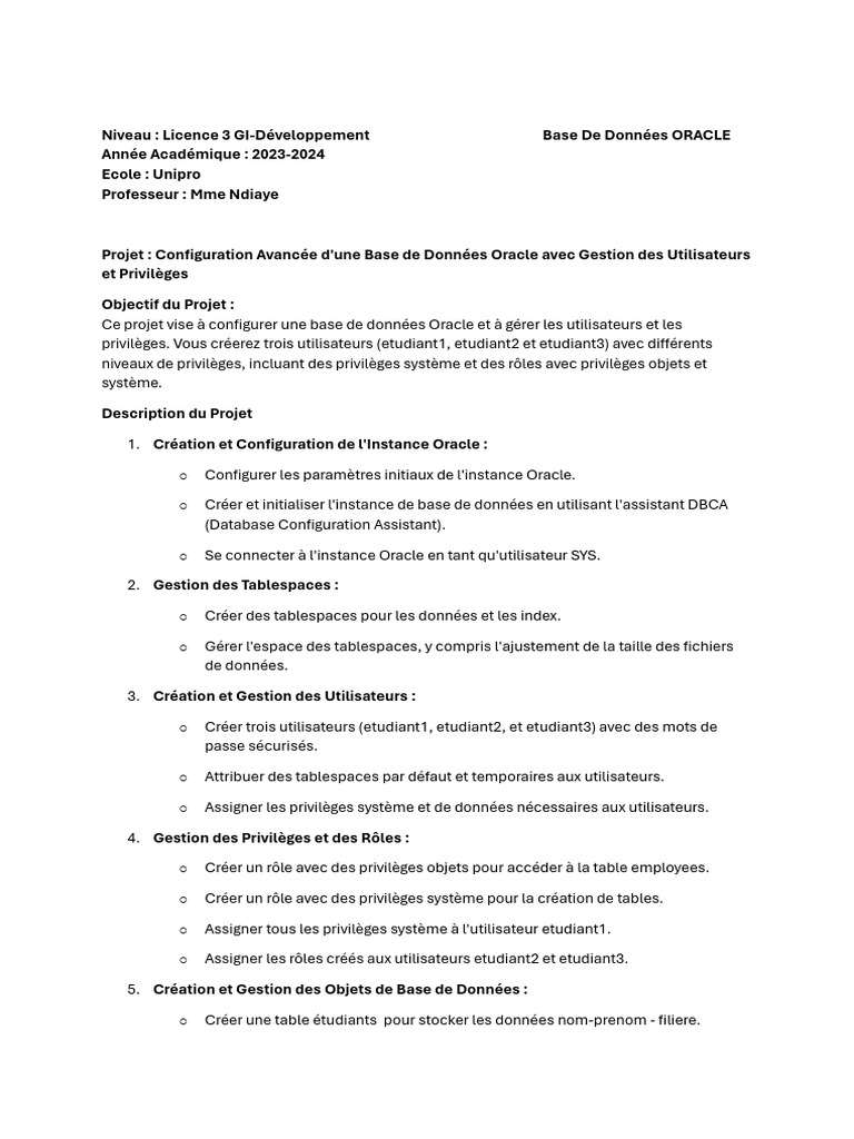 Configuration Avancée BDD Oracle | PDF | Base de données Oracle | Bases ...
