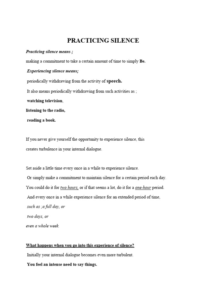 THE SECRET OF SILENCE Mrdesuhn PDF | PDF | Silence | Experience