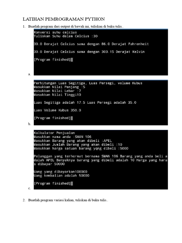 LATIHAN PEMROGRAMAN PYTHON | PDF LATIHAN PEMROGRAMAN PYTHON | PDF