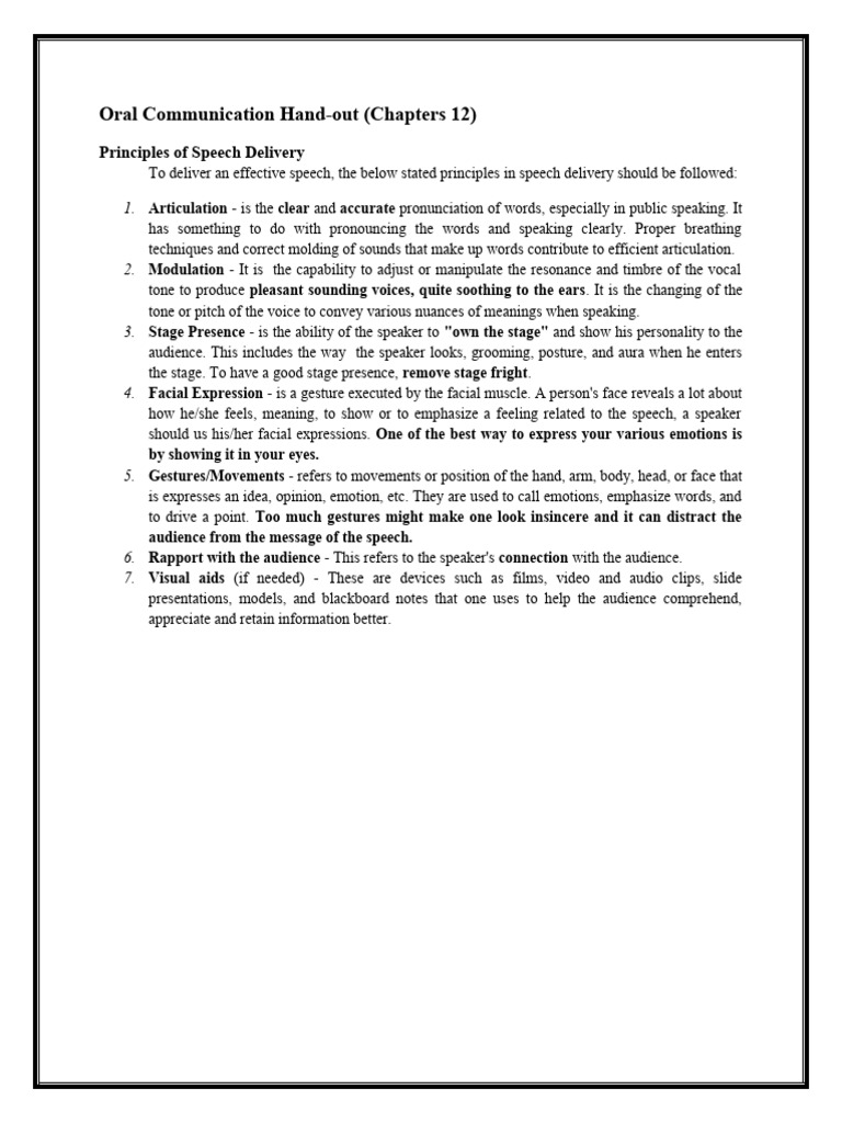Oral Communication Hand-Out 12 | PDF | Career & Growth | Language Arts ...