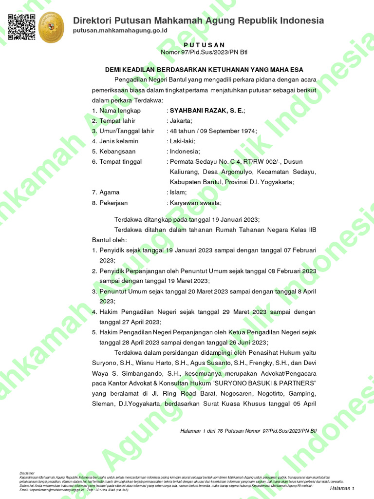 Putusan 97 Pid - Sus 2023 PN BTL 20240522210246 | PDF