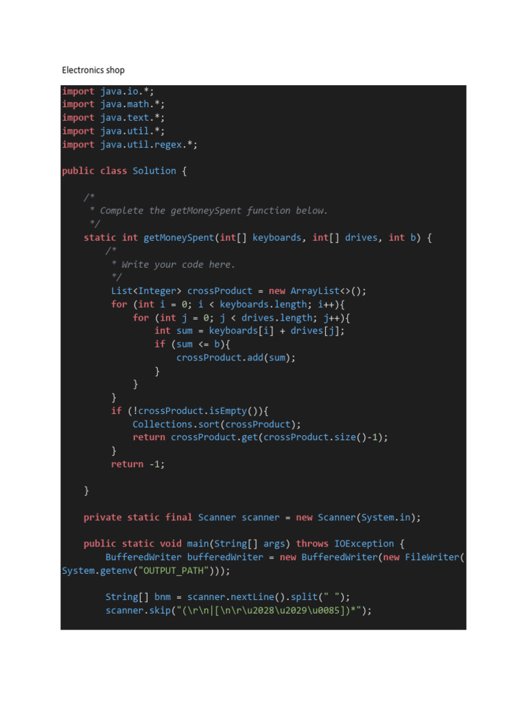 Electronics Shop - HackerRank | PDF | Software Engineering | Computer ...