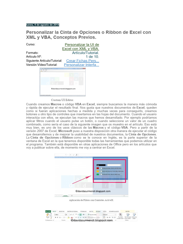 Crear Botones en Cinta Excel - CUSTOM UI | PDF | Microsoft Excel | Visual Basic para Aplicaciones