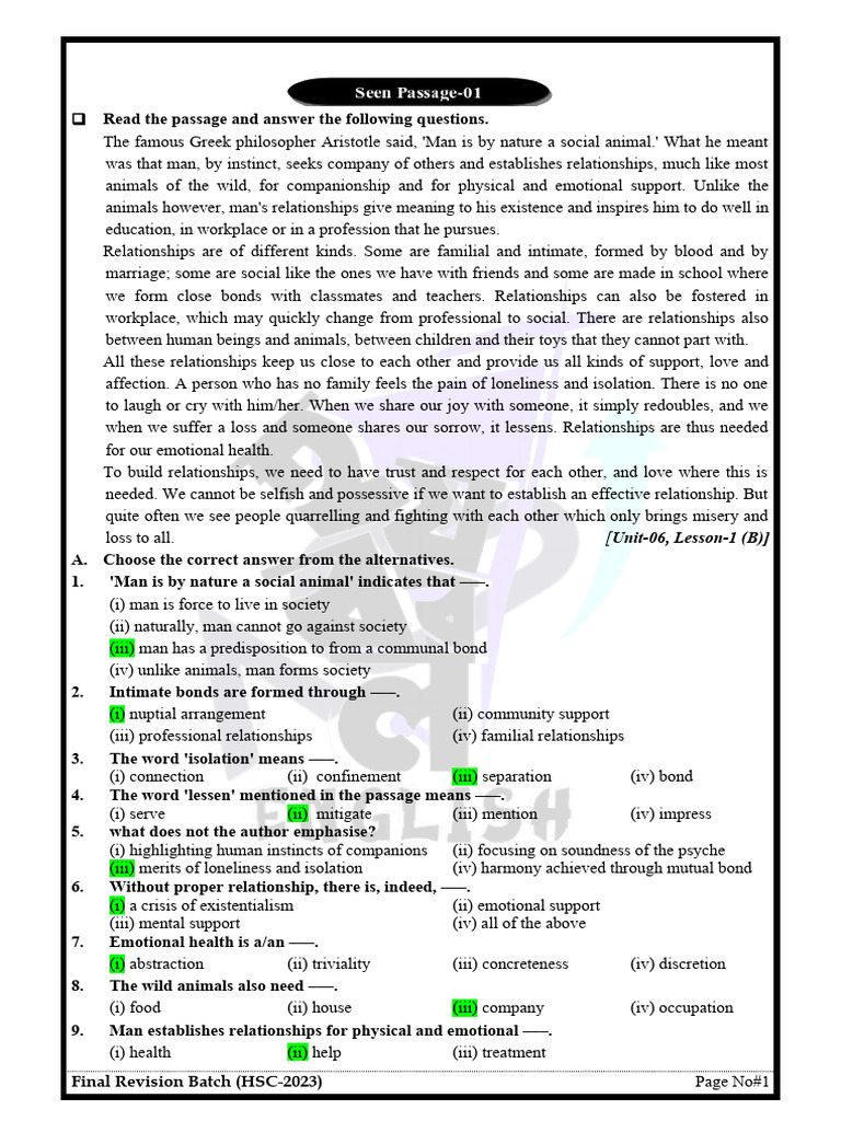 (Unit-06, Lesson-1 (B) ) | PDF | Interpersonal Relationships | Loneliness