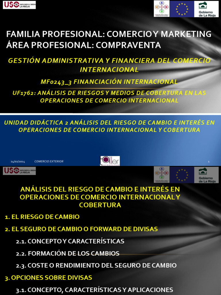 UD2 ANÁLISIS RIESGO CAMBIO Presentación A 24-02-14 | PDF | Opción (Finanzas) | Mercado de divisas