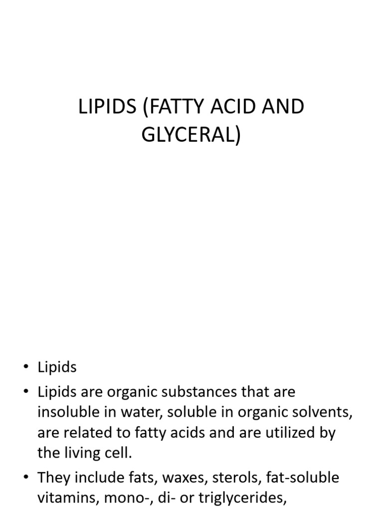 Lipids (Fatty Acid and Glyceral) | PDF | Lipid | Fatty Acid