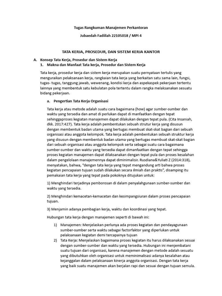 Tugas Rangkuman Manajemen Perkantoran | PDF | Karier & Perkembangan