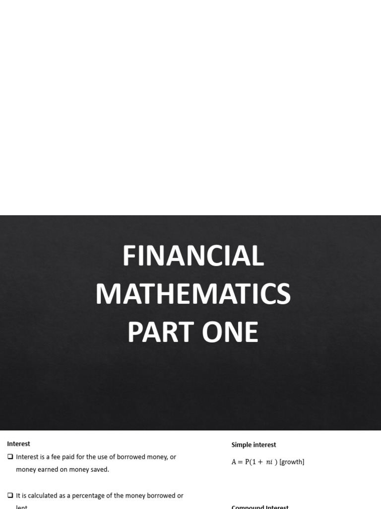 Financial Maths Part 1 Pdf Pdf Interest Depreciation