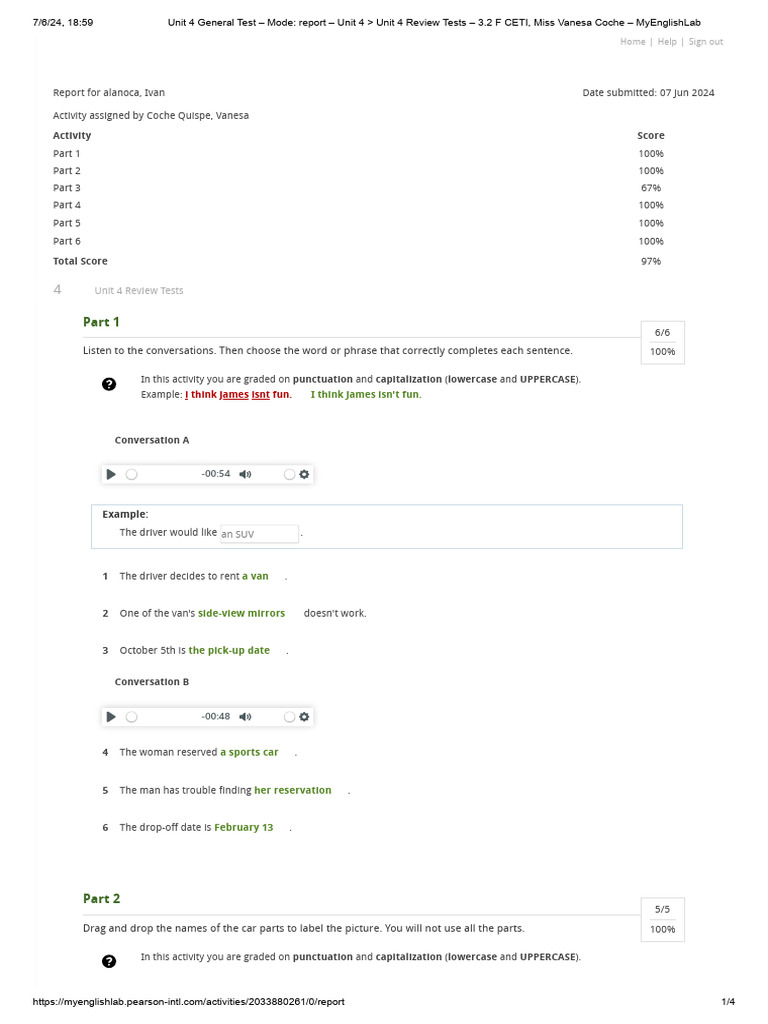 Unit 4 Review Test Results Summary | PDF | Letter Case | Linguistics