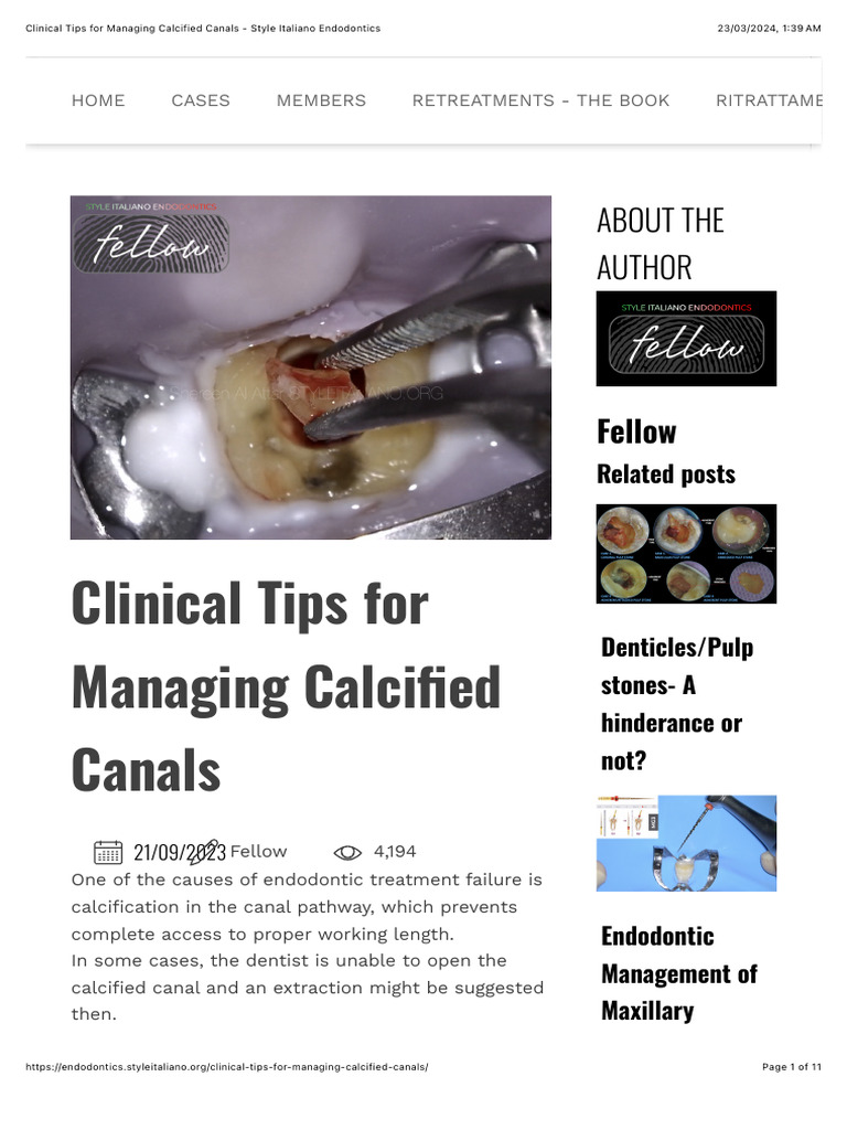 Endodontic Tips for Calcified Canals | PDF | Tooth | Mouth