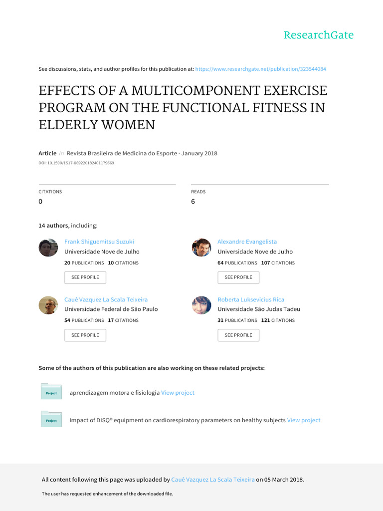 Effects of A Multicomponent Exercise Program On The Functional Fitness ...