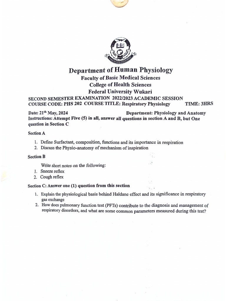 Respiratory Physio PQ | PDF