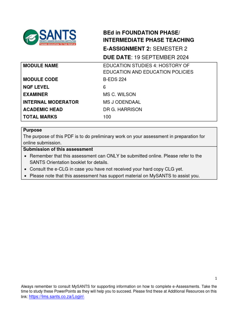 Bed in Foundation Phase/ Intermediate Phase Teaching E-Assignment 2 ...