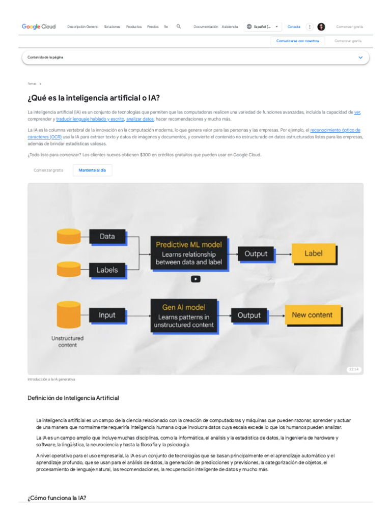 ¿Qué es la inteligencia artificial o IA_ _ Google Cloud | PDF | Inteligencia artificial ...
