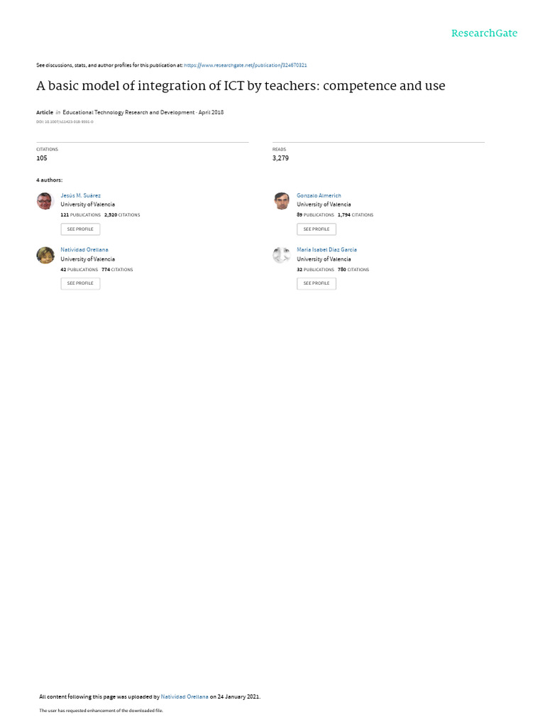 A Basic model of integration of ICT by teachers competency and use ...