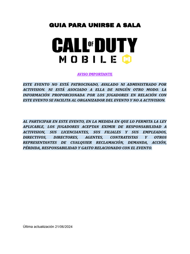 Guia para Unirse A Sala Codm | PDF