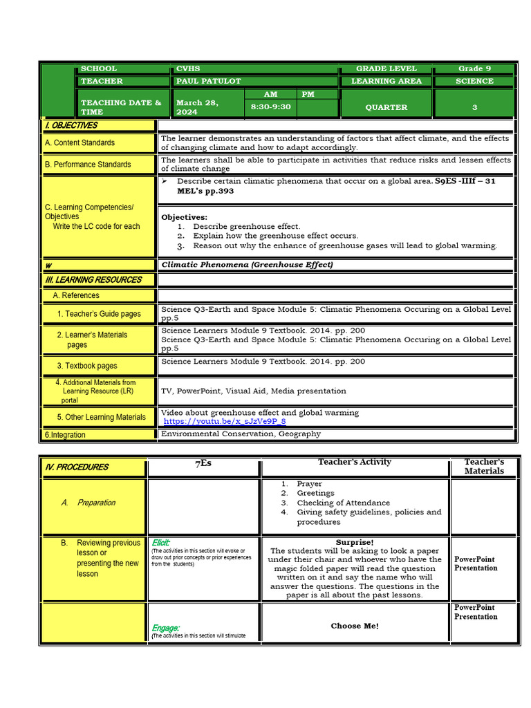 Grade 9 Science: Greenhouse Effect | PDF | Greenhouse Effect | Climate ...