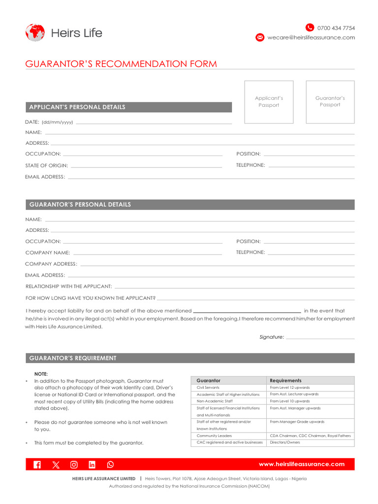 Guarantor Form – HLA | PDF | Identity Document | Government And Personhood