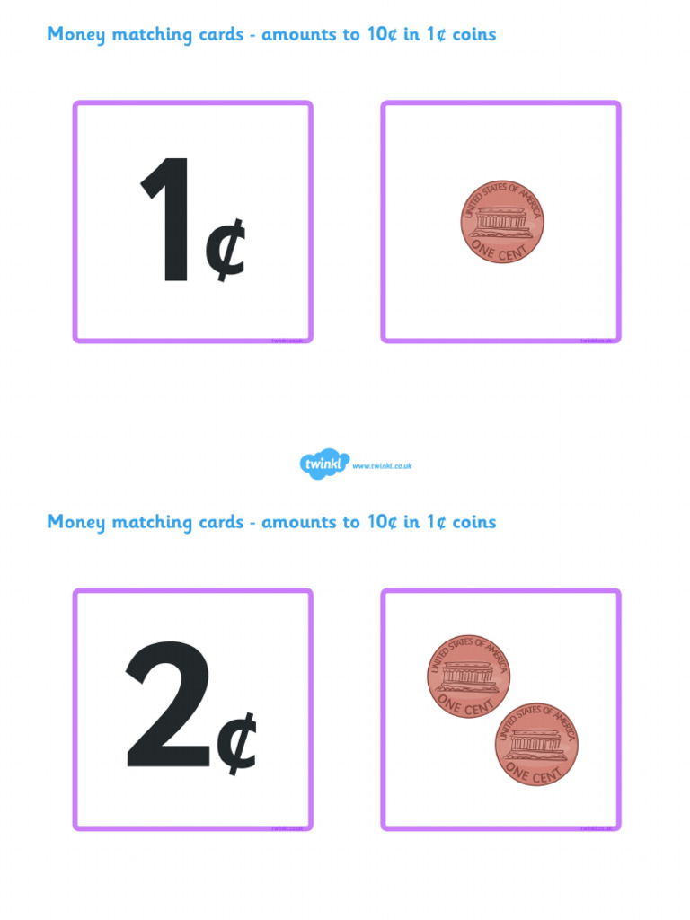 T N 4594 Money Matching Cards 1 To 10 US | PDF