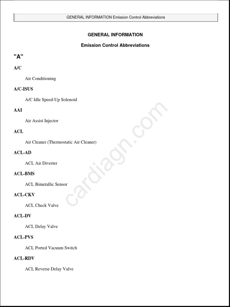 Emission Control Abbreviations Guide | PDF | Fuel Injection | Diesel Engine