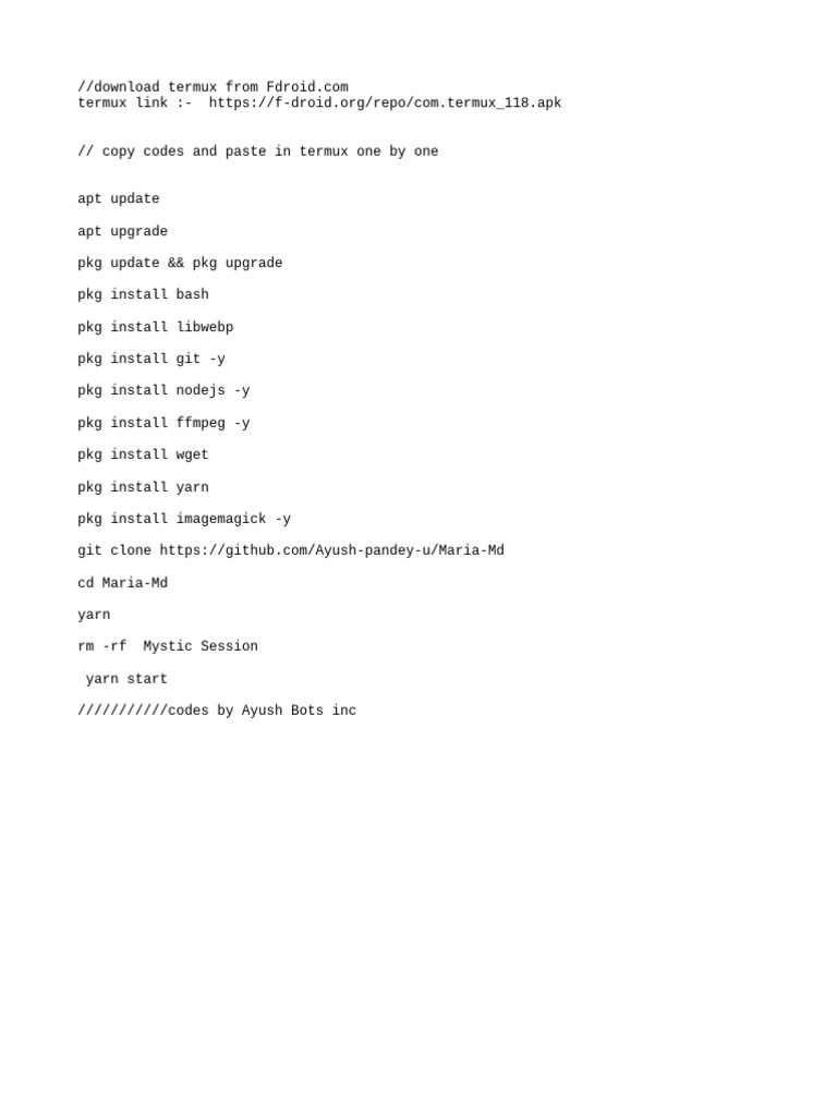 Install and Setup Termux with Maria-Md | PDF