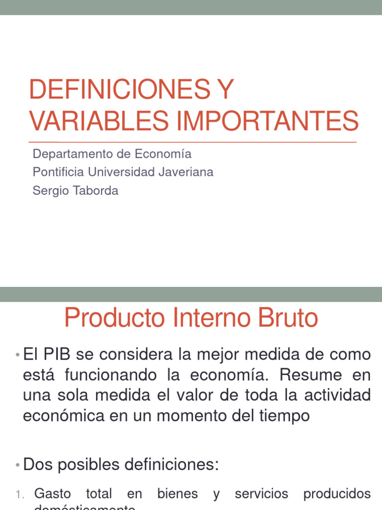 Definiciones y Variables Importantes | PDF | Producto Interno Bruto ...