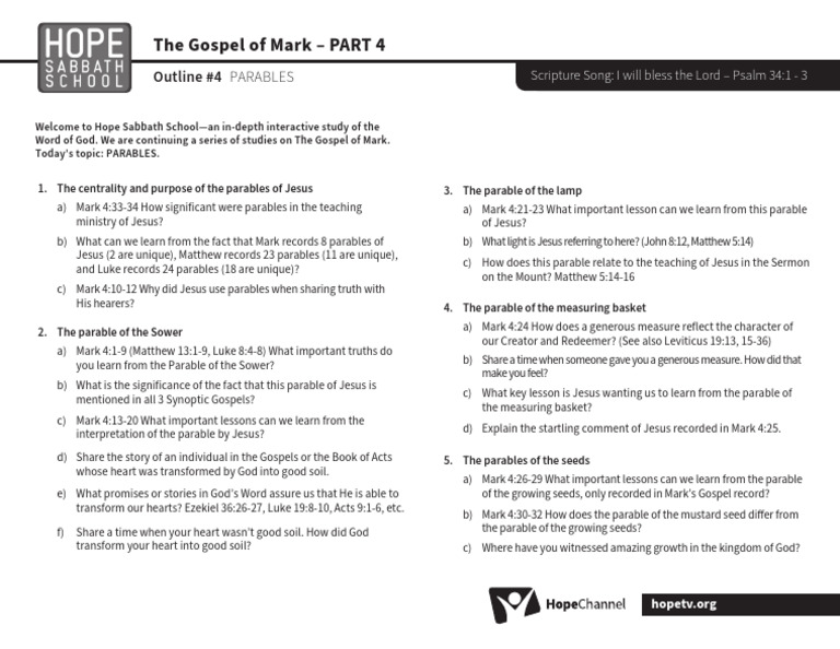 Lesson 4 - Q 3 | PDF | Gospel Of Mark | Parables Of Jesus