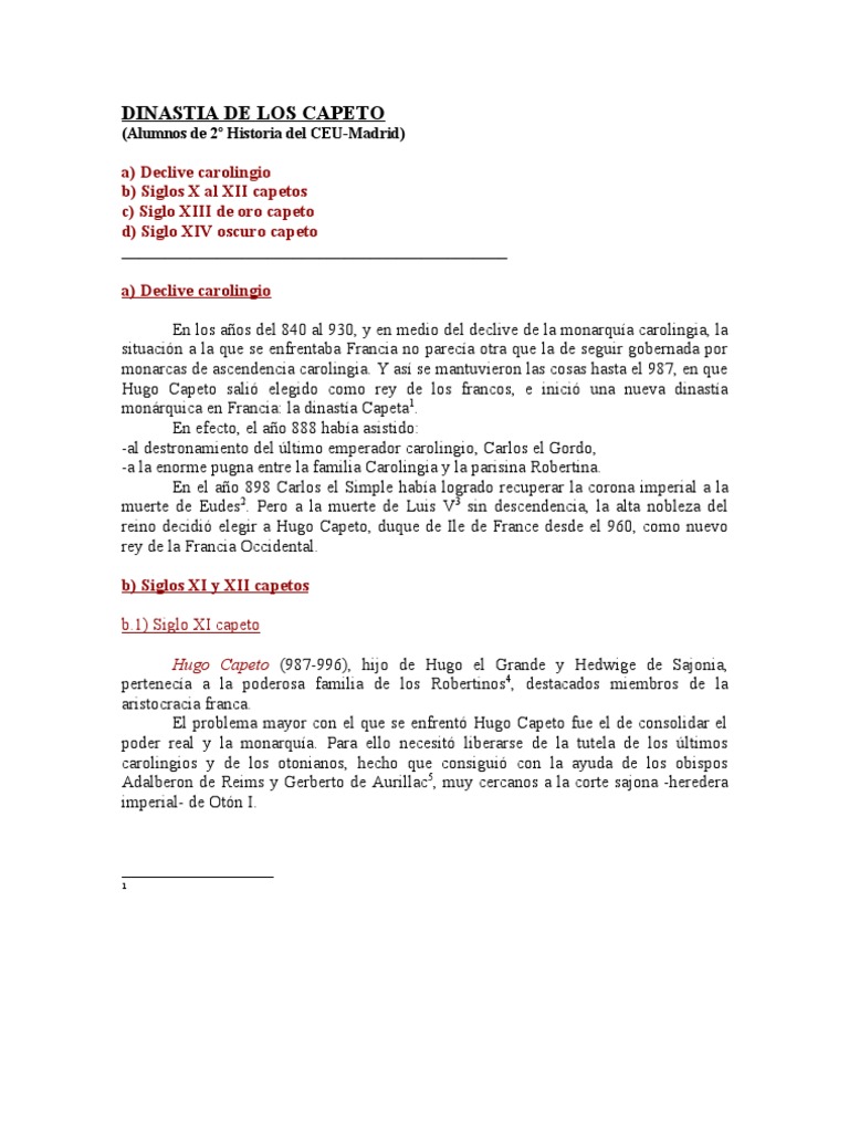 Dinastia de Los Capeto | PDF | Dinastía de los Capetos | Reino de francia