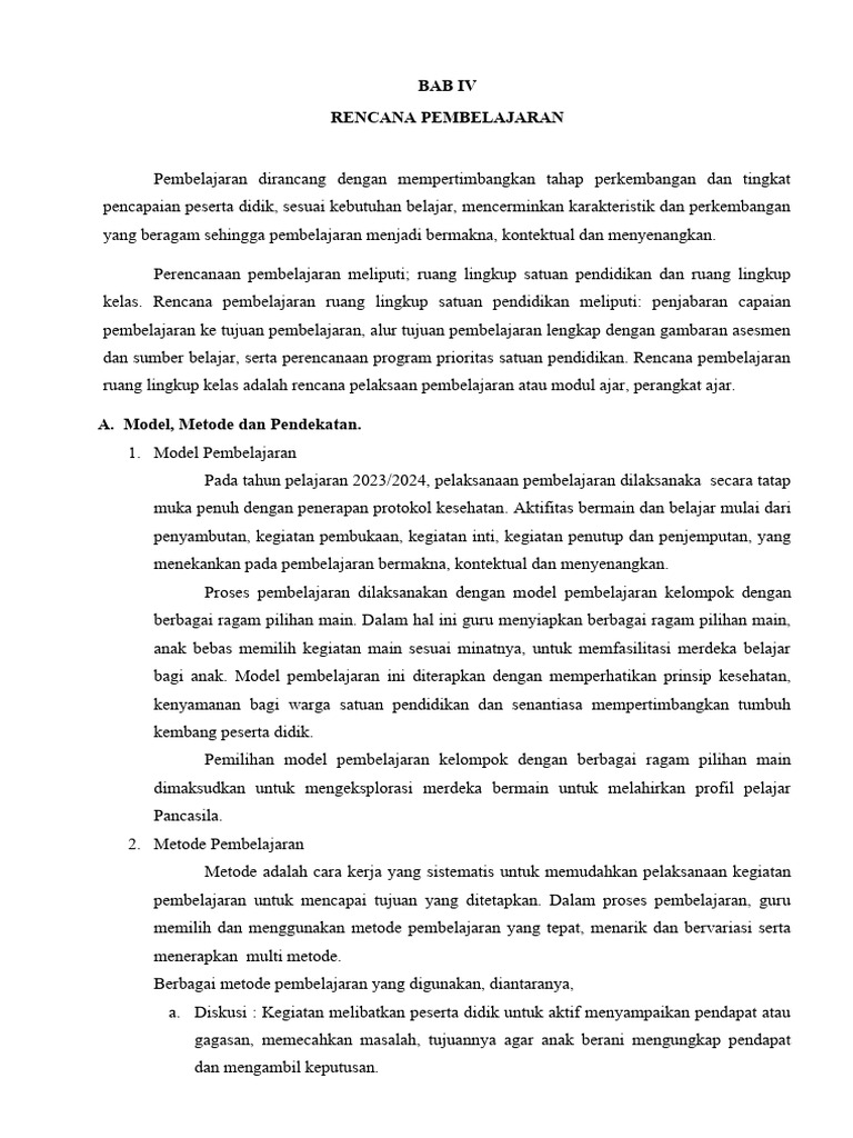 BAB IV RENCANA PEMBELAJARAN - Versi 1 - KSP | PDF