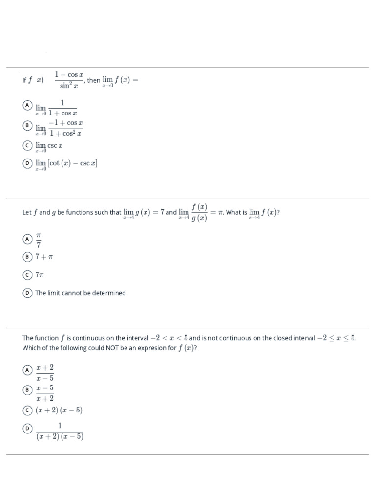Limits and Continuity Practice Set 11 | PDF | Mathematical Analysis | Functions And Mappings