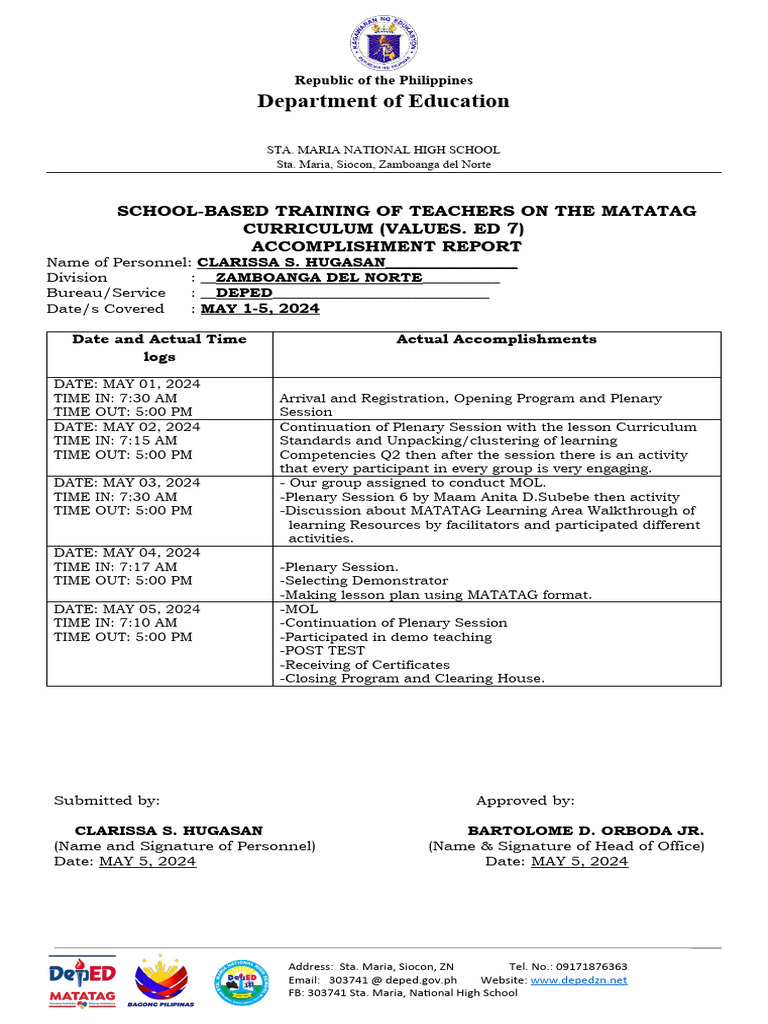 AR MATATAG SEMINAR May 1-5, 2024 | PDF | Cognition | Behavior Modification