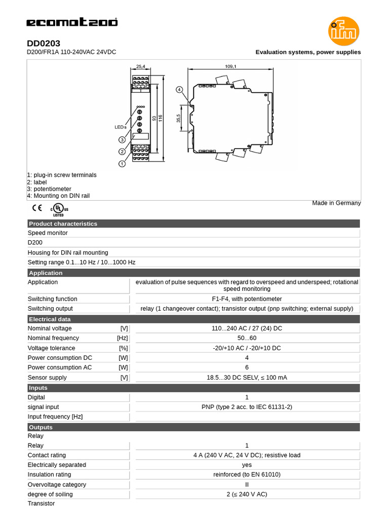 Ifm DD0203 | PDF | Relay | Power Supply