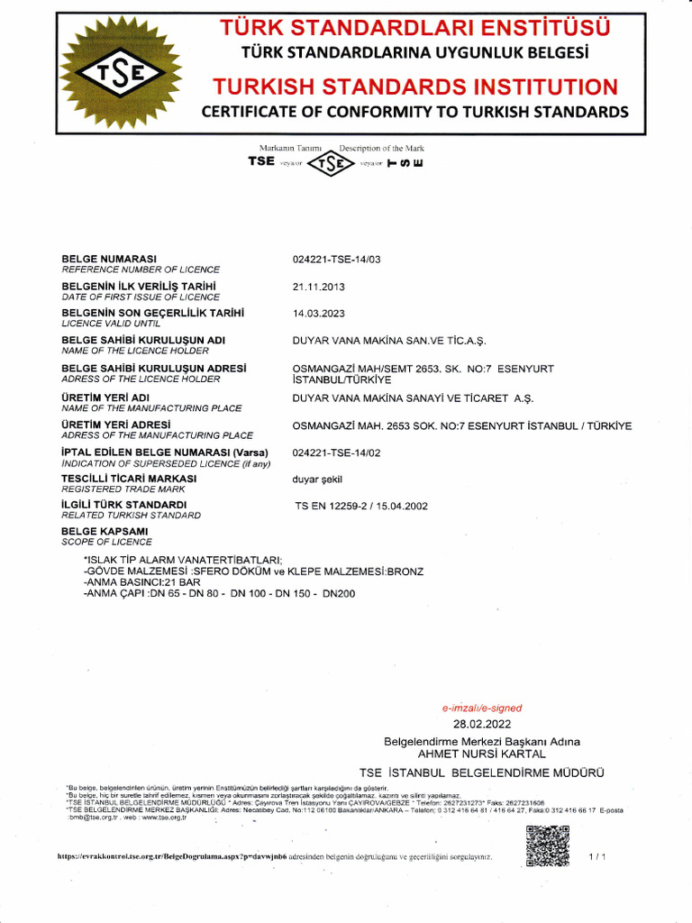 Y-4010 Wet Alarm Valve - Tse | PDF