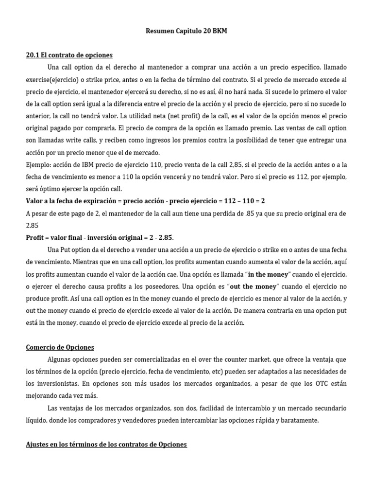 BKM 20 | PDF | Opción (Finanzas) | Compartir (Finanzas)